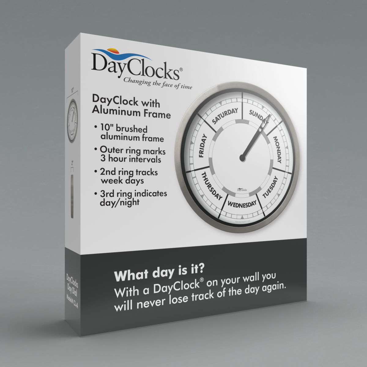 DayClocks Day-of-the-Week 10" Wall Clock with Aluminum Frame