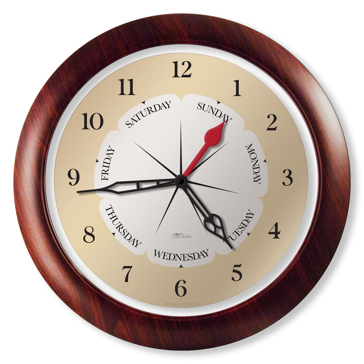 DayClocks Wall Clock with Day of the Week for Kitchen/Living Room